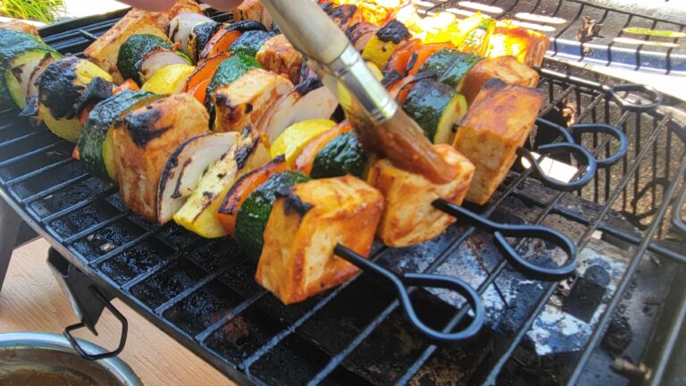 Char-Grilled BBQ Tofu & Vegetable Skewers - Cukebook.org